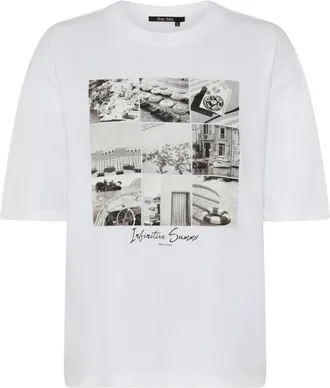 Marc Aurel Femme, Tops, Blanc, Taille: 40 FR Photo Collage T-Shirt