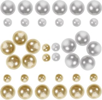 Angoily 300 St&uuml;ck Schwimmende Perlen ohne Loch Kunststoff Vasenf&uuml;ller Dekorative Perlen f&uuml;r Tischdekorationen Haus Partydeko Cremewei&szlig; und Gelb