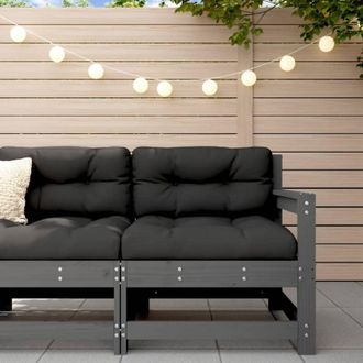 vidaXL Garten-Ecksofa Grau Massivholz Kiefer Vidaxl