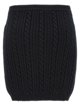 Alessandra Rich Cable-Knit Wool Skirt - Black