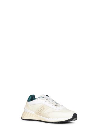 Emporio Armani Mixed-Material Calf Leather Sneaker - Beige