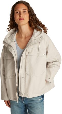 Tommy Hilfiger Damen Parka Cotton Nylon Short mit Kapuze, Elfenbein (Ivory Petal), 40