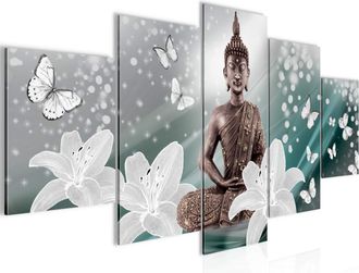 Runa Art Bild Wohnzimmer Schlafzimmer Buddha Blumen 5 Teilig Schmetterling Zen Gr&uuml;n Wandbilder auf Vlies Leinwand 505653b