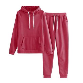 Generic Ensembles de v&ecirc;tements de d&eacute;tente pour femme - Couleur unie - Pull &agrave; col rond - Pantalon long - Tendance - D&eacute;contract&eacute; - Sweat &agrave; manches longues - Ens