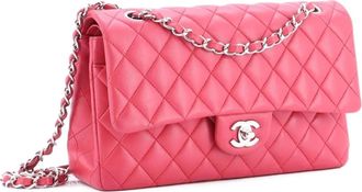 Chanel Mittelgro&szlig;e Classic Double Flap Bag Schultertasche mit Steppung - Rosa