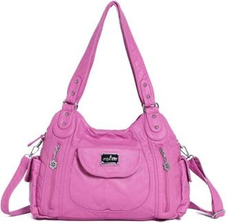 Angel Kiss Grand sac à bandoulière pour femme, sac à main hobo fourre-tout multi-poches en similicuir, rose