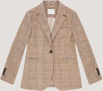 Circolo 1901 Slim long jacket Prince Of Wales, Cioccolato Prince of Wales, 42, Woman