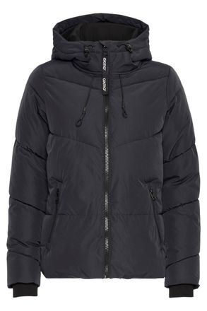 Oxmo OXJuchena Damen Steppjacke Winterjacke Jacke mit Kapuze Reißverschlusstaschen regulierbarem Elastikband Rippbündchen Label-Details Regular fit, Größe: