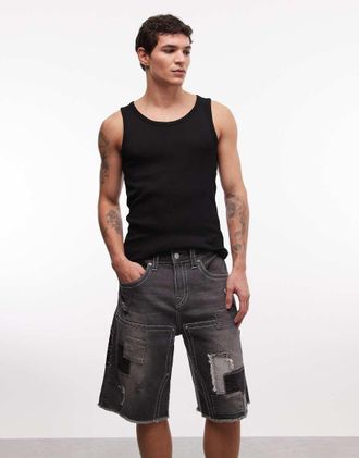 True Religion Big T - Short style charpentier - Noir d&eacute;lav&eacute;