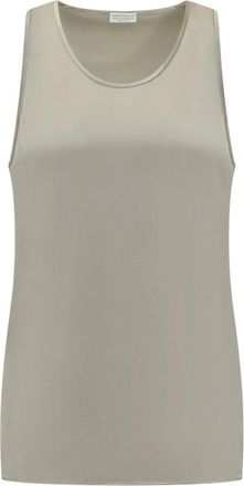 Brunello Cucinelli Femme, Tops, Vert, Taille: 40 FR Girocollo SM