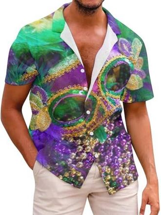 Generic Chemise &Agrave; Paillettes Homme, Costume Disco Homme, Chemise/T-Shirt &Agrave; Col Imprim&eacute; Carnaval pour Homme Top pour F&ecirc;te Club Party