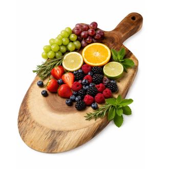 Oleio Oleio Schneidebrett Akazienholz 36 &times; 16 &times; 2 cm (inkl. Griff) | aus massiver Baumscheibe | mit Naturkante & lebensmittelechtem &Ouml;lfinish | f&uuml;r K&uuml;che & S