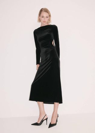 Mango Samtkleid mit Cut-outs schwarz - Damen - XS - MANGO
