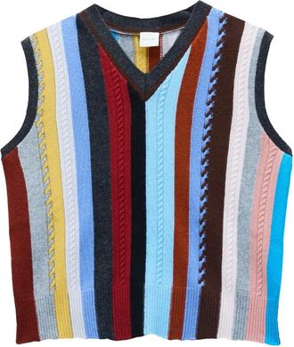 Paul Smith Femme, Pulls, Multicolore, Taille: 40 FR Gilet Trecce Riga Classica Misto Cashmere