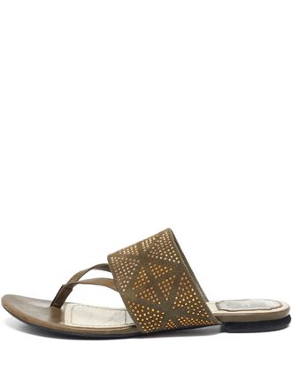 Dior sandales plates à détails de clous - Vert