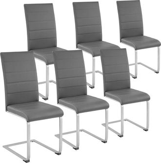 TecTake Ensemble 6 chaises style scandinave rembourrées cuir synthétique gris