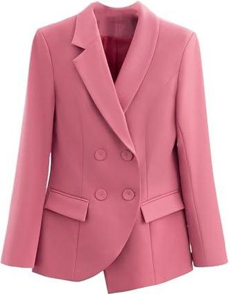 Generic Blazer pour femme - Veste de travail à manches longues à double boutonnage, Blazer Pnnrk, S