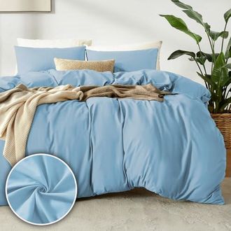 Puredown 1PCS Housse de Couette 135x200cm + 1PCS Taies doreiller 80x80cm, Sets de Housse Couette en Microfibre, Parure de Lit, Oeko-TEX,Bleu
