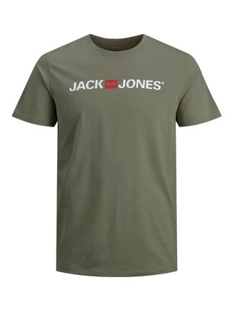 Jack & Jones Herren JJECORP Logo Tee SS Crew Neck NOOS 12137126, Dusty Olive/White - REG, XXXL
