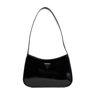 Guess Femme, Sacs, Noir, Taille: ONE Size Sac &agrave; bandouli&egrave;re noir avec logo en m&eacute;tal