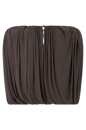 Magda Butrym Womens Sleeveless Pleated Top Brown Cuprammonium Rayon Tops
