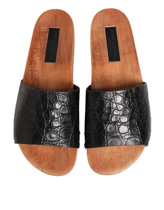 Dolce & Gabbana Mens Black Brown Leather Slides Sandals Shoes And 100iman