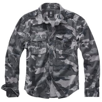 Brandit Vintage Shirt Long Sleeve, Farbe: Grey camo, Gr&ouml;&szlig;e: 3XL