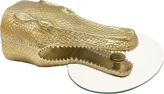 Invicta Interior Design H&auml;ngetisch Wildlife Crocodile - Gold Glas - Glasplatte mit Krokodil Halterung, Beistelltisch