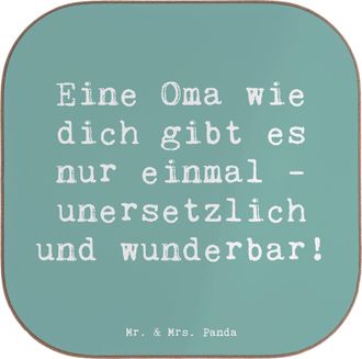 Mr. & Mrs. Panda Untersetzer f&uuml;r Gl&auml;ser Spruch Einzigartige Oma - Geschenk, Geschenke, gl&auml;seruntersetzer, Holzuntersetzer, unersetzliche, Handarbeit, Coaster, Liebe, G