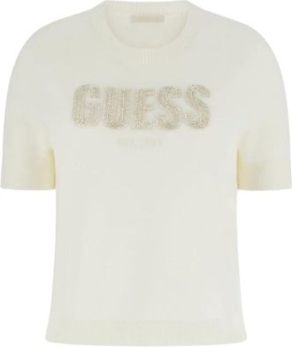 Guess Femme, Tops, Blanc, Taille: 38 FR Button Vonn T-shirt