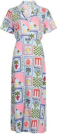 Object Robe midi imprim&eacute;e &agrave; manches courtes