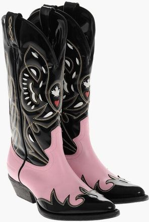 Dsquared2 Two-Tone Brushed Leather COWBOY Western Boots size 43