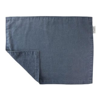 Laura Ashley Kitchen Linen Collectables Tischset Blau doppelseitig Uni/Wild Clematis 48x35cm