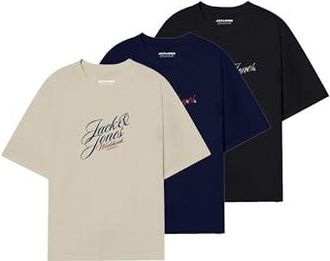 Jack & Jones Tee SS Crew Neck FST 3pk MP Jorinwood Lot de 3 t-Shirts &agrave; col Rond, Bronze, XXL Hommes
