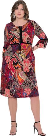 Miamoda Damen gro&szlig;e Gr&ouml;&szlig;en &Uuml;bergr&ouml;&szlig;en Plus Size Kleid, Patch-Muster, Samtb&auml;nder rot 52 842328535-52