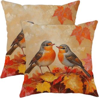 Generic Herbstvogel Kissenbezug Weich Sofakissen Komfort Kissenh&uuml;lle F&uuml;r Heimdekoration Schlafzimmer Balkon 45X45Cm 2Er Set