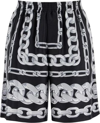 Versace Homme, Shorts, Noir, Taille: L Chain Print Silk Blend Pajama Pants