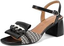 Queen Helena Sandales &agrave; talons larges pour femme ZM11023, Noir, 38 EU