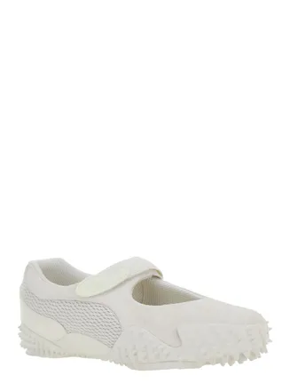 Puma Womens White Sneakers With Touch-Strap Closure Suede And Mesh Trainers