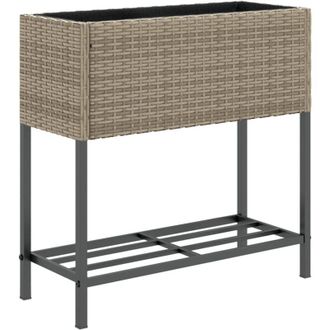 vidaXL Jardini&egrave;re avec &eacute;tag&egrave;re gris r&eacute;sine tress&eacute;e vidaXL