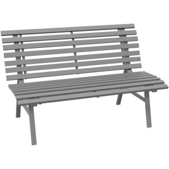 OUTSUNNY Banc de jardin 2 places assise dossier &agrave; lattes alu gris