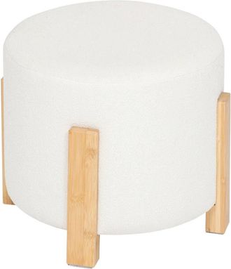 Atmosphera Atmosphera - Hocker bansa bouclette Bambus weiß d37,5x32cm