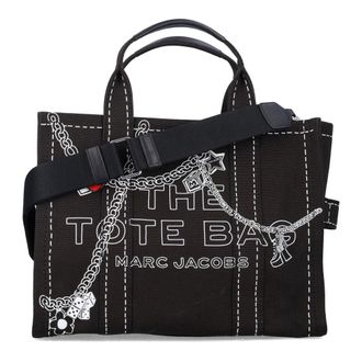Marc Jacobs Femme, Sacs, Noir, Taille: ONE Size Trompe LOeil Charm Canvas Medium Tote