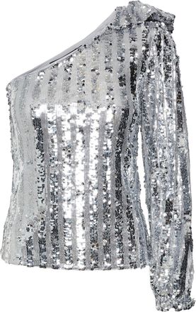 Vero Moda Damen VMEFI ONE Shoulder LS TOP JRS Langarmbluse, Silver Colour, M
