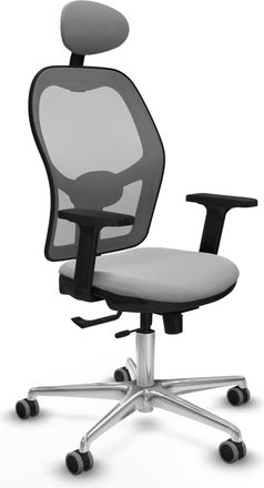 Piqueras y Crespo Hellgrauer Chorquera Stuhl mit 2D-Armlehnen, h&ouml;henverstellbarer Lendenwirbelst&uuml;tze und festem Kopfteil, ausgestattet mit Syncro/Traslack und injiziert