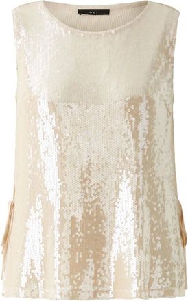 Oui Femme, Tops, Gris, Taille: 42 FR Elastisches Paillettentanktop