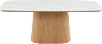 DRAWER Table &agrave; manger 8 personnes effet marbre et bois - Bois clair - RENO