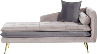 Beliani Beliani - Chaise Longue de Salon Côté Droit en Velours Rembourré Beige et Gris Gonesse