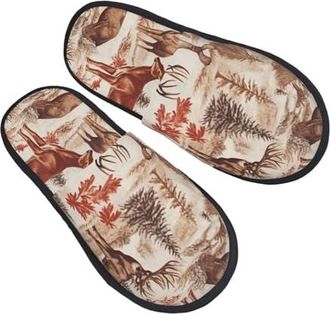 Generic Pantoufles De Voyage Animaux Sauvages Ours Cerf Chaud Slippers L&eacute;gers Hiver Chausson Pour Homme Int&eacute;rieur Spa M