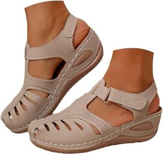 Generic Sandales orthop&eacute;diques pour femme - Bout ferm&eacute; - Soutien de la vo&ucirc;te plantaire - Sandales compens&eacute;es - Sangle de cheville ajour&eacute;e - L&eacute;g&egrave;res - Chaussur